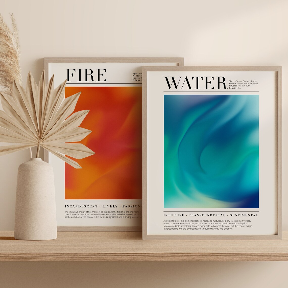 SET OF 4 Astrology Elements Earth Air Fire Water Sign Couple - Etsy