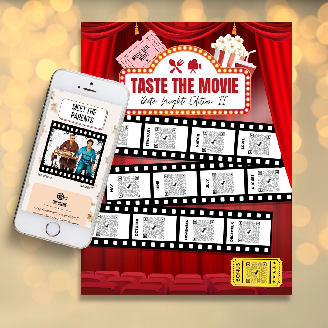 Date Night II Taste the Movie Calendar 12 Movie & Recipe - Etsy