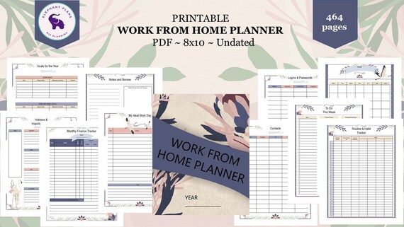 Work From Home Planner Printable PDF 400 Pages Undated - Etsy