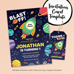 Plantilla de invitación de cumpleaños espacial, Astronaut Planets ...