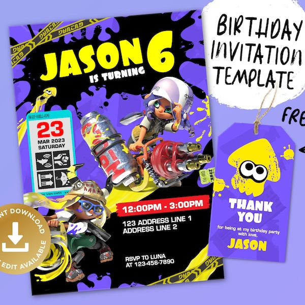 Splatoon Invitation - Etsy