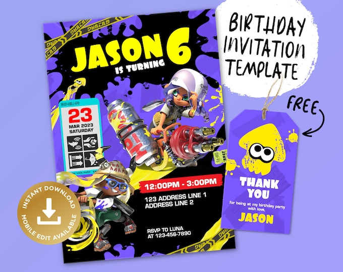 Splatoon Birthday Invitation Pink - Etsy