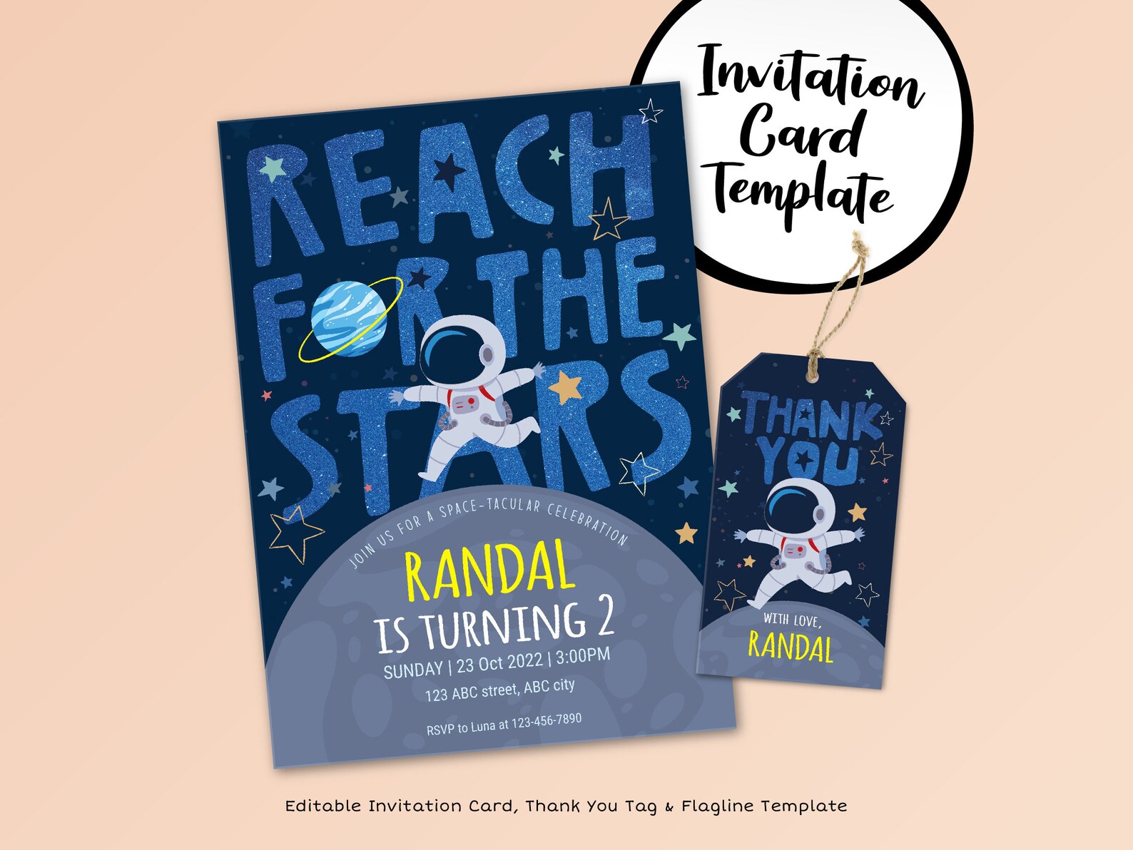Space Birthday Invitation Template Astronaut Planet Rocket - Etsy