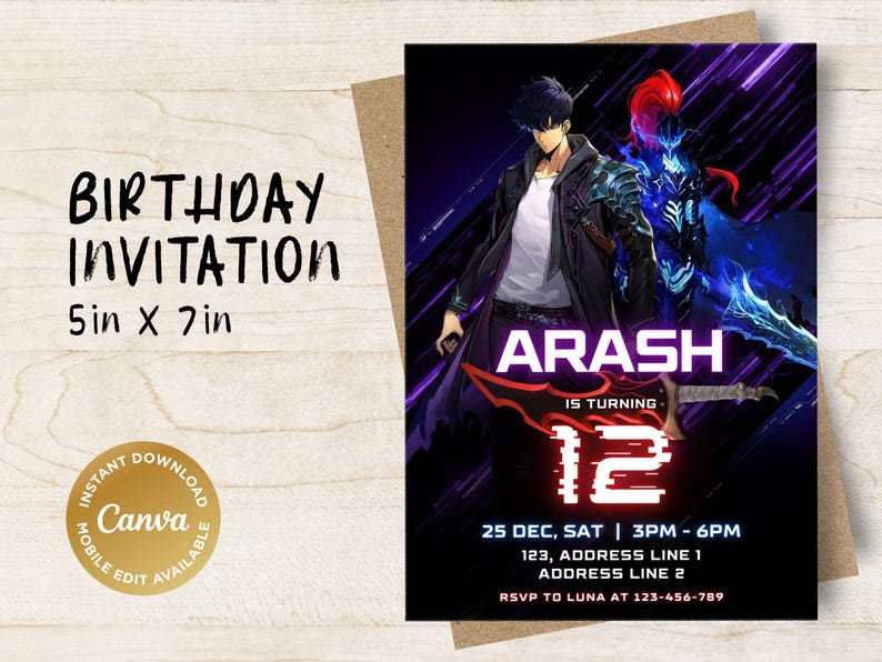 Printable Birthday Invitation, Digital Birthday Invitation, Editable ...