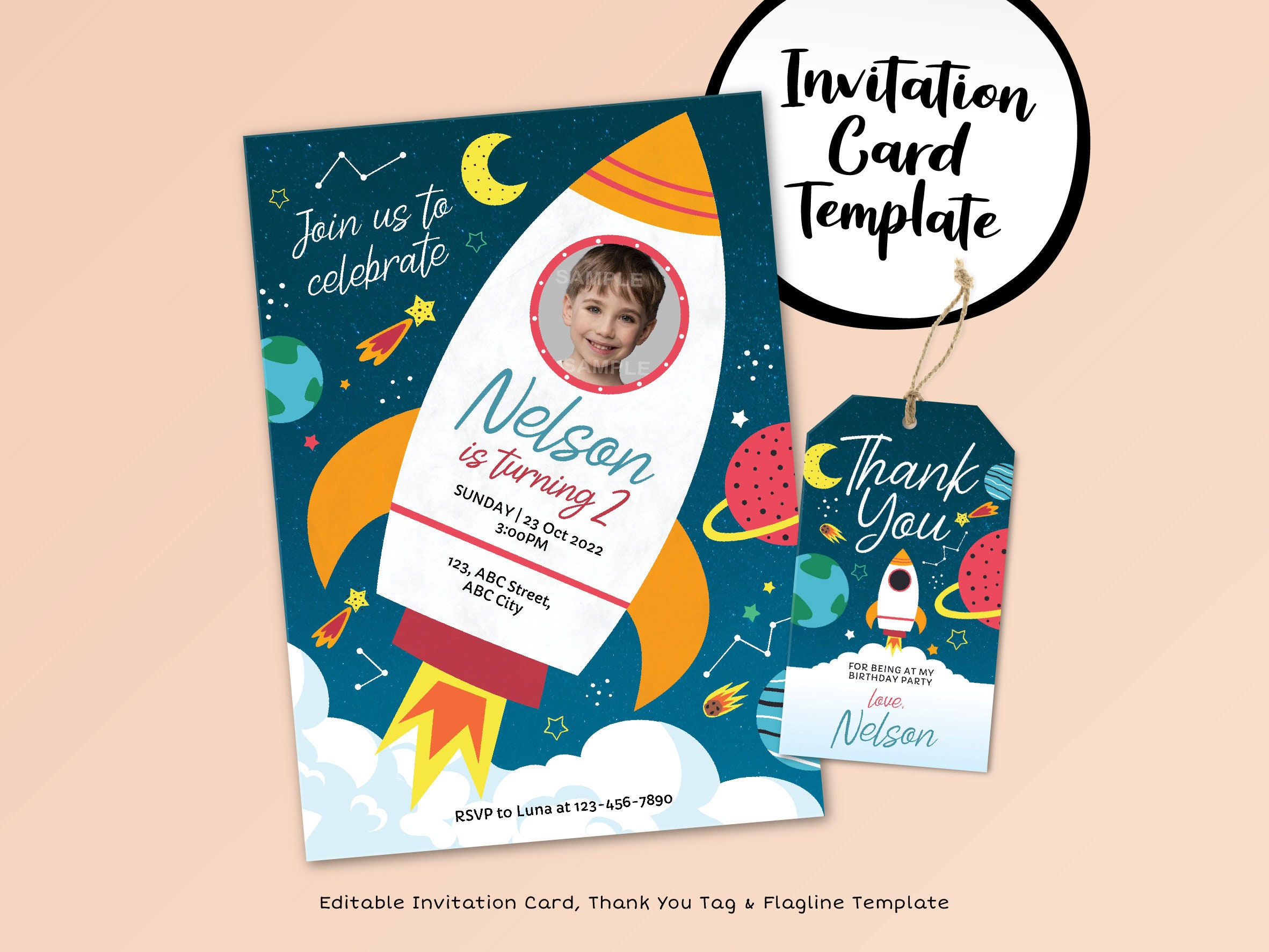 Plantilla de invitación de cumpleaños espacial, Astronaut Planets ...