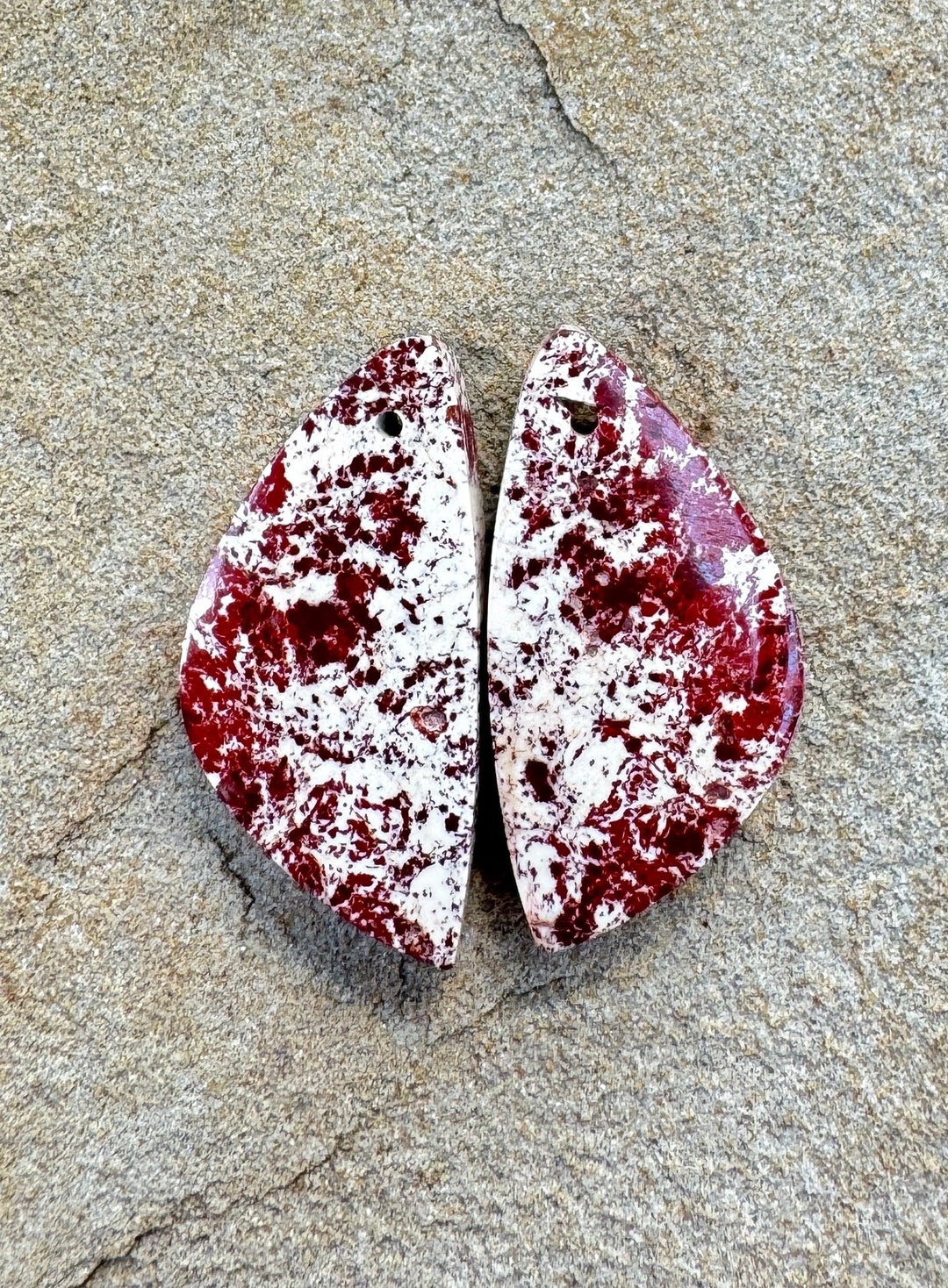 Rare Alunite blood Spatter Matching Earring Slab Beads 15x29mm - Etsy