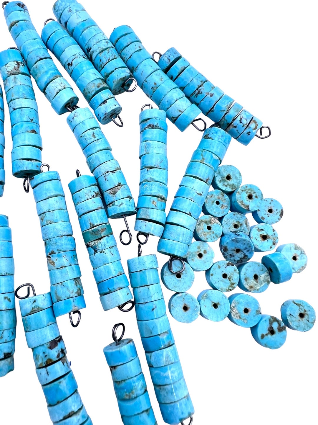 Rare Number 8 Turquoise Big Thick Blue Heishi Beads 8mm package of 10 ...