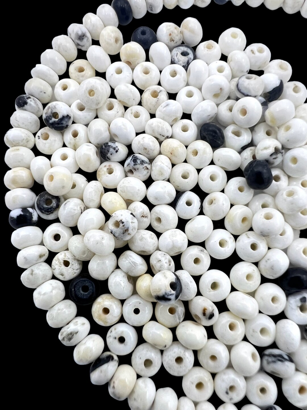Rare High Quality White Buffalo 4mm Rondell Beads, package of 8 Beads ...