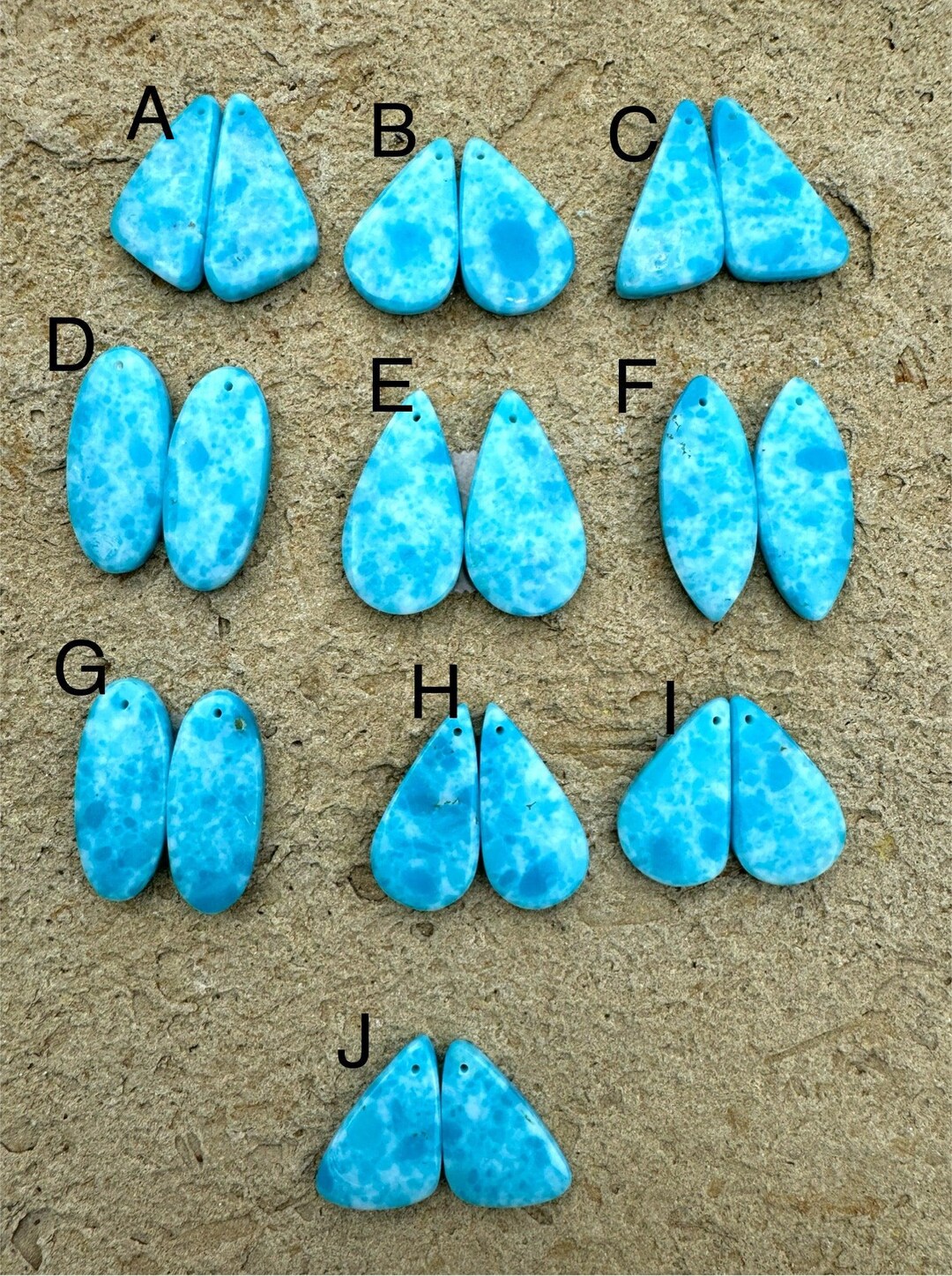 Hemimorphite Matching Earring Slab Bead Pairs Mixed Shapes, Select One ...
