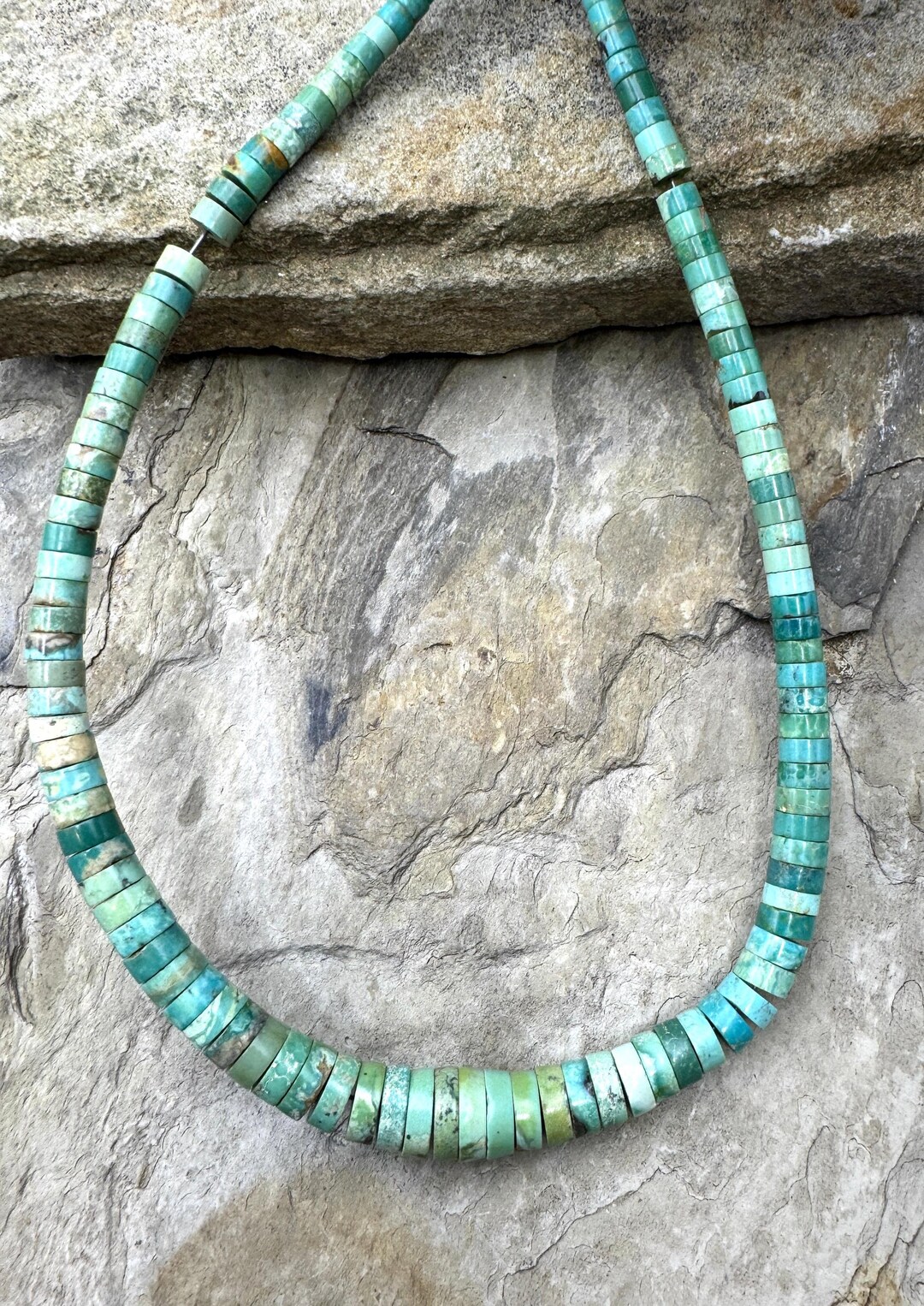 Lone Mountain Turquoise (nevada) Graduated 5-10mm Heishi Beads, 16 Inch ...