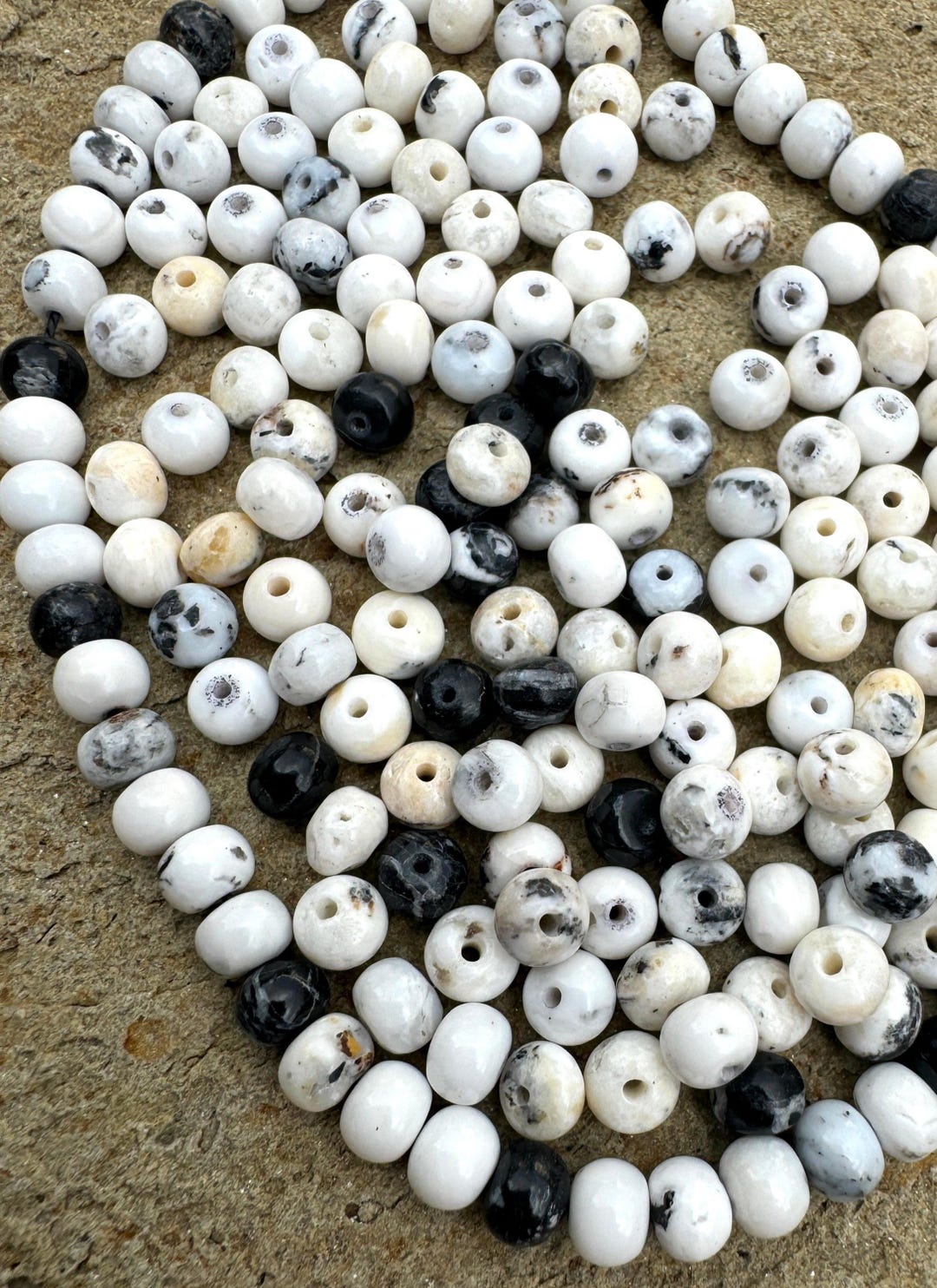 Rare High Quality White Buffalo 5x4mm Rondell Beads, (package of 10 ...