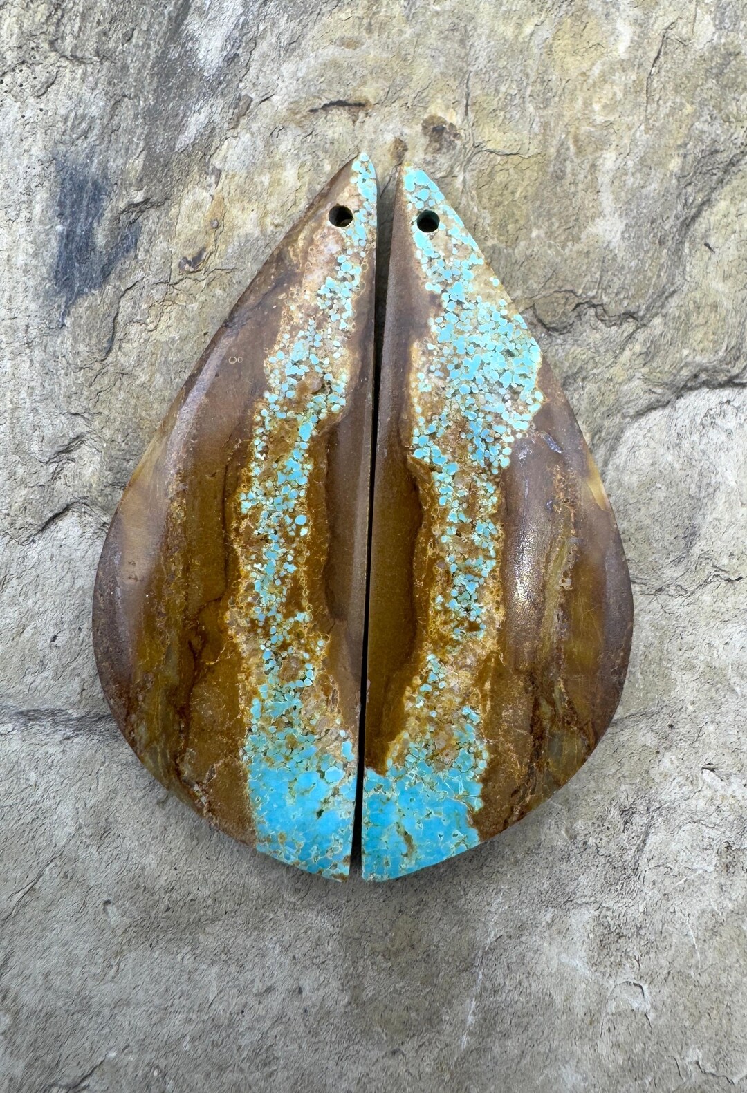 Rare Number 8 Turquoise nevada Big Matching Earring Slab Bead Pair ...