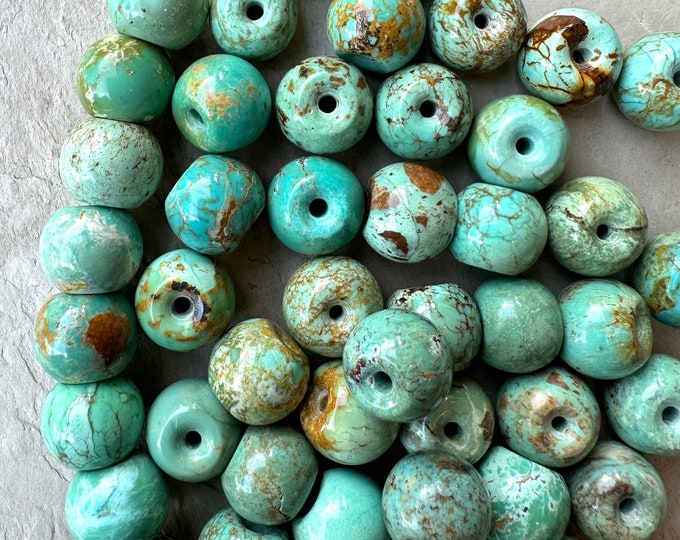 Hubei Turquoise china 10x8mm Drum Shaped Beads package of 4 Beads - Etsy