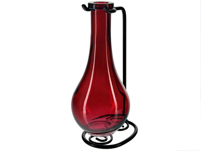 Drop Recycled Glass Vase & Metal Stand - Etsy