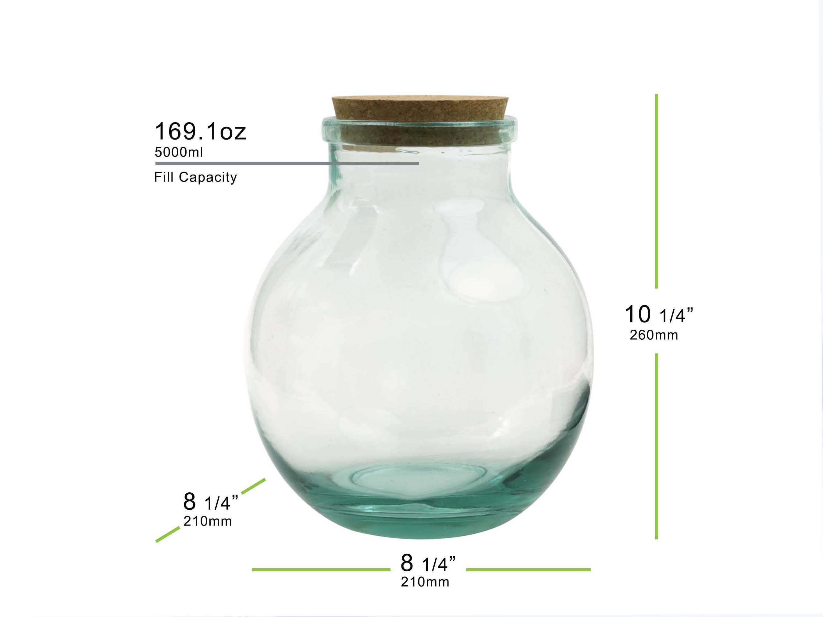 1.3 Gallon Sphere Jar With Cork | Recycled Glass Sphere Jar for Home ...