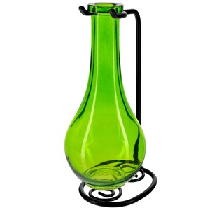 Drop Recycled Glass Vase & Metal Stand | Elegant Table Decor ...