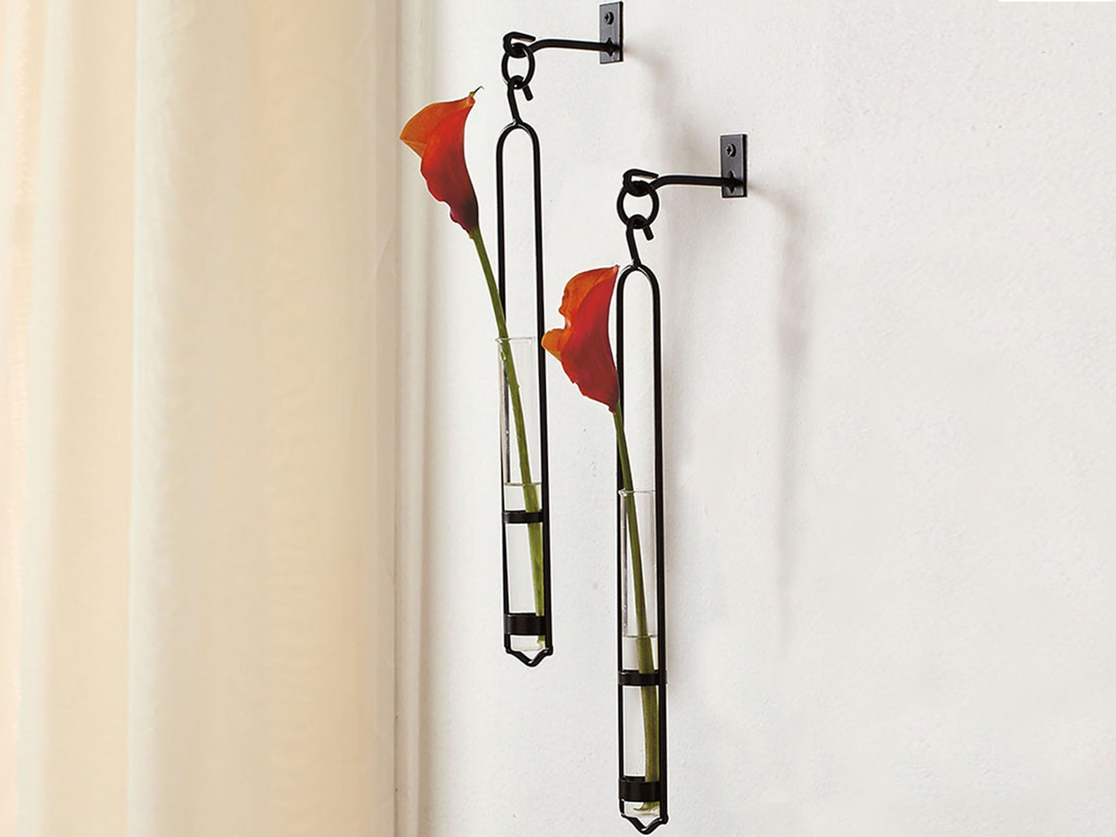 Florence Hanging Pendant Tube Vase With Wall Hook - Set of 2 | Elegant ...