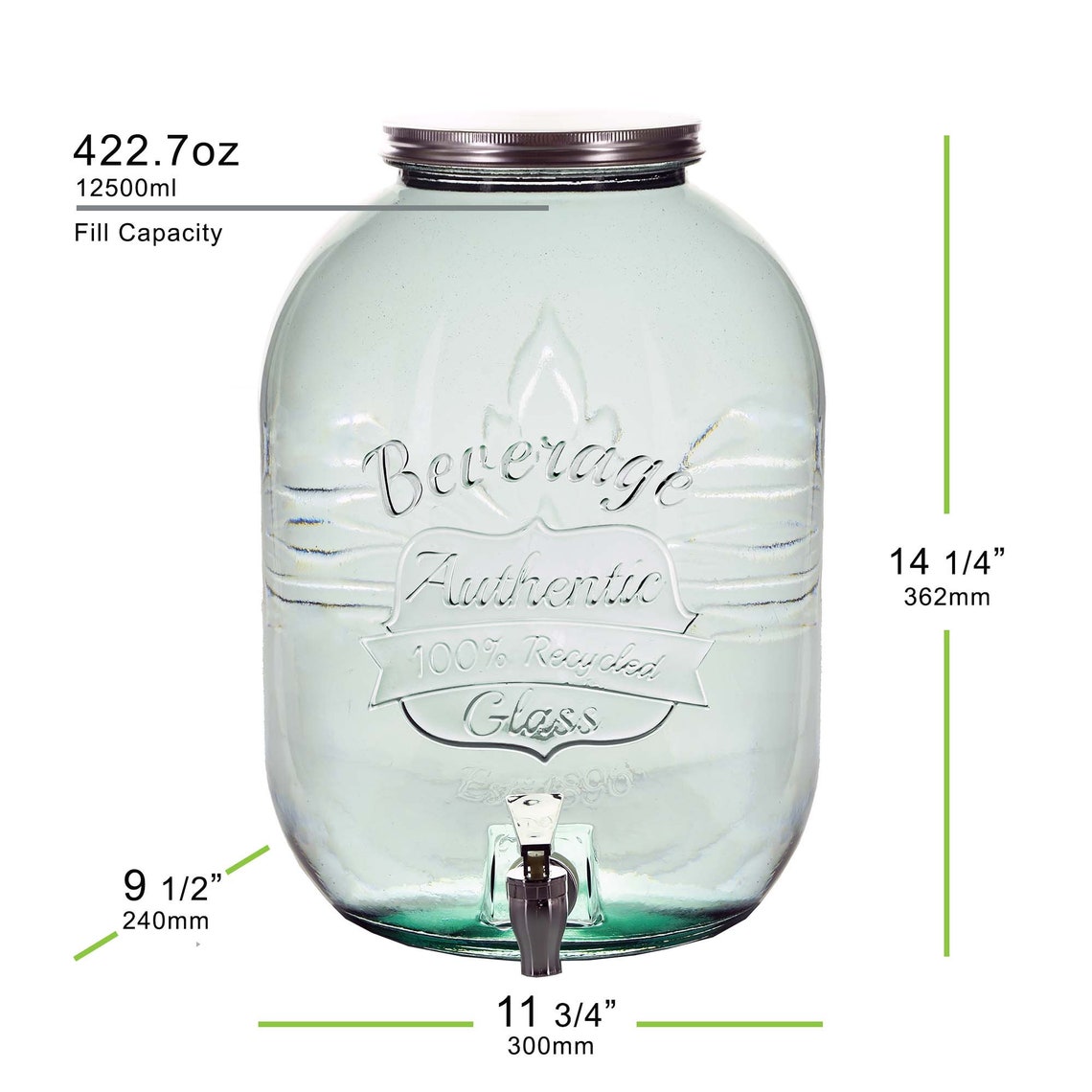 Large Authentic Recycled Glass Jar W/ Spigot - Etsy