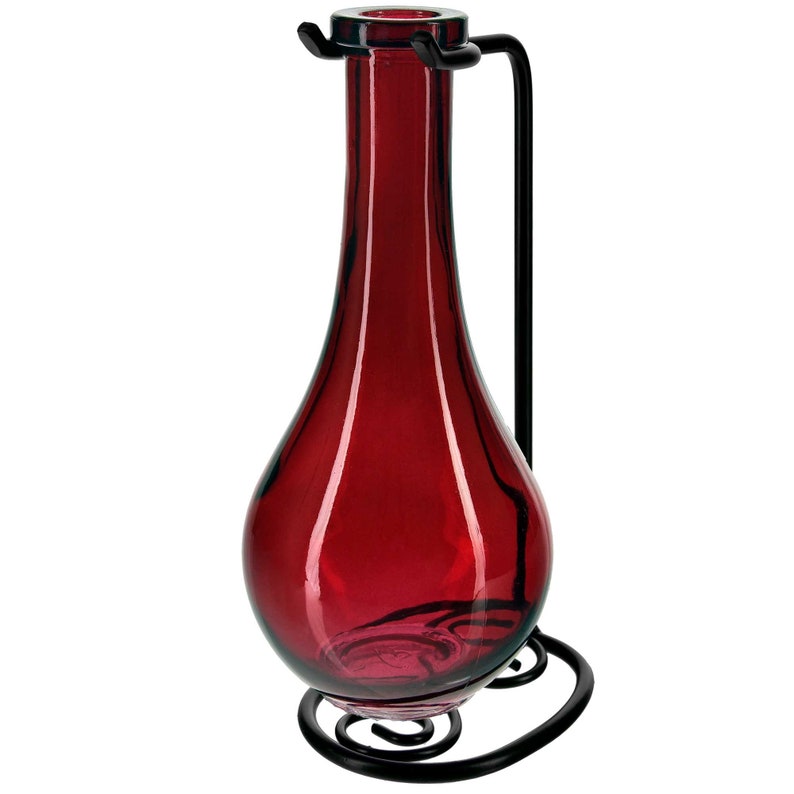 Drop Recycled Glass Vase & Metal Stand - Etsy