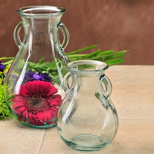 6 1/4" Small French Country Glass Vase | Elegant Flower Vase and Table ...
