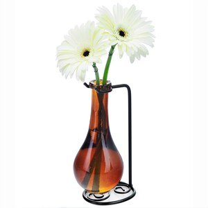 Drop Recycled Glass Vase & Metal Stand - Etsy