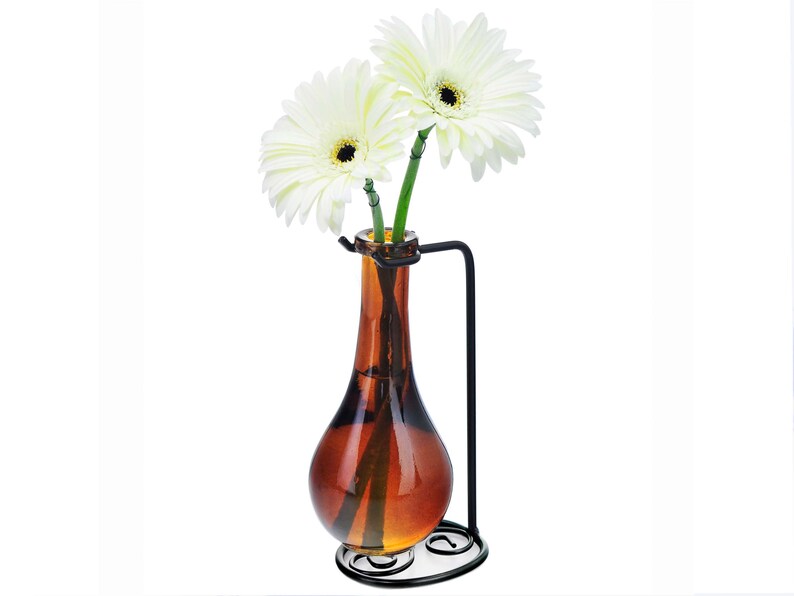 Drop Recycled Glass Vase & Metal Stand - Etsy