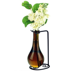 Drop Recycled Glass Vase & Metal Stand - Etsy