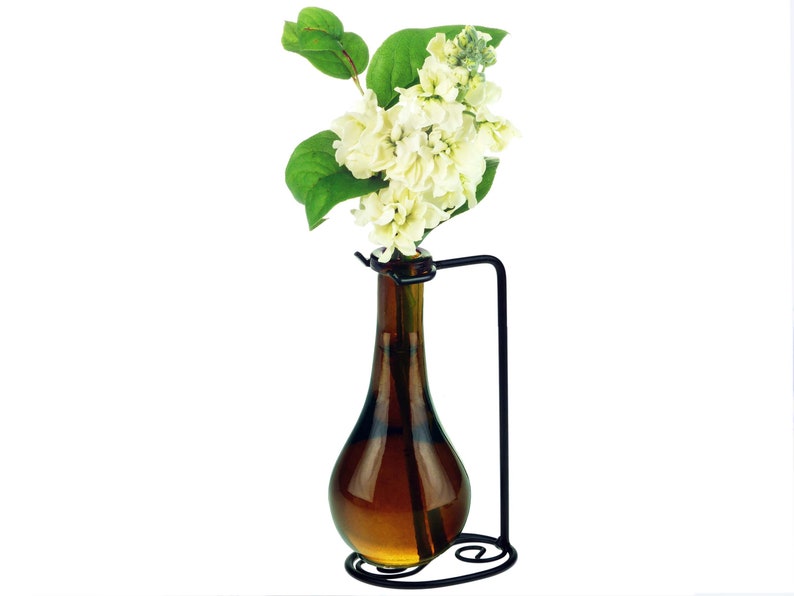 Drop Recycled Glass Vase & Metal Stand - Etsy
