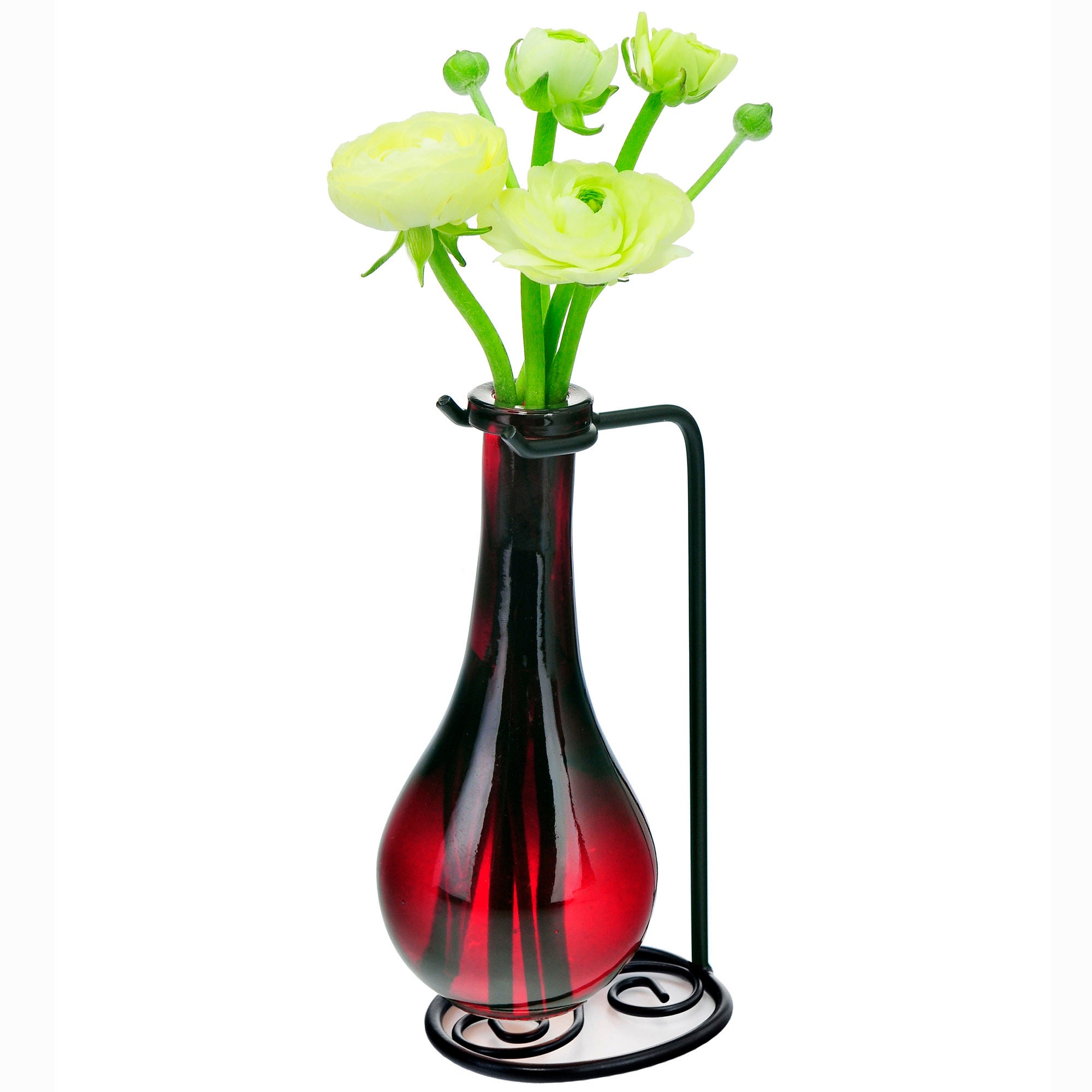 Drop Recycled Glass Vase And Metal Stand Etsy