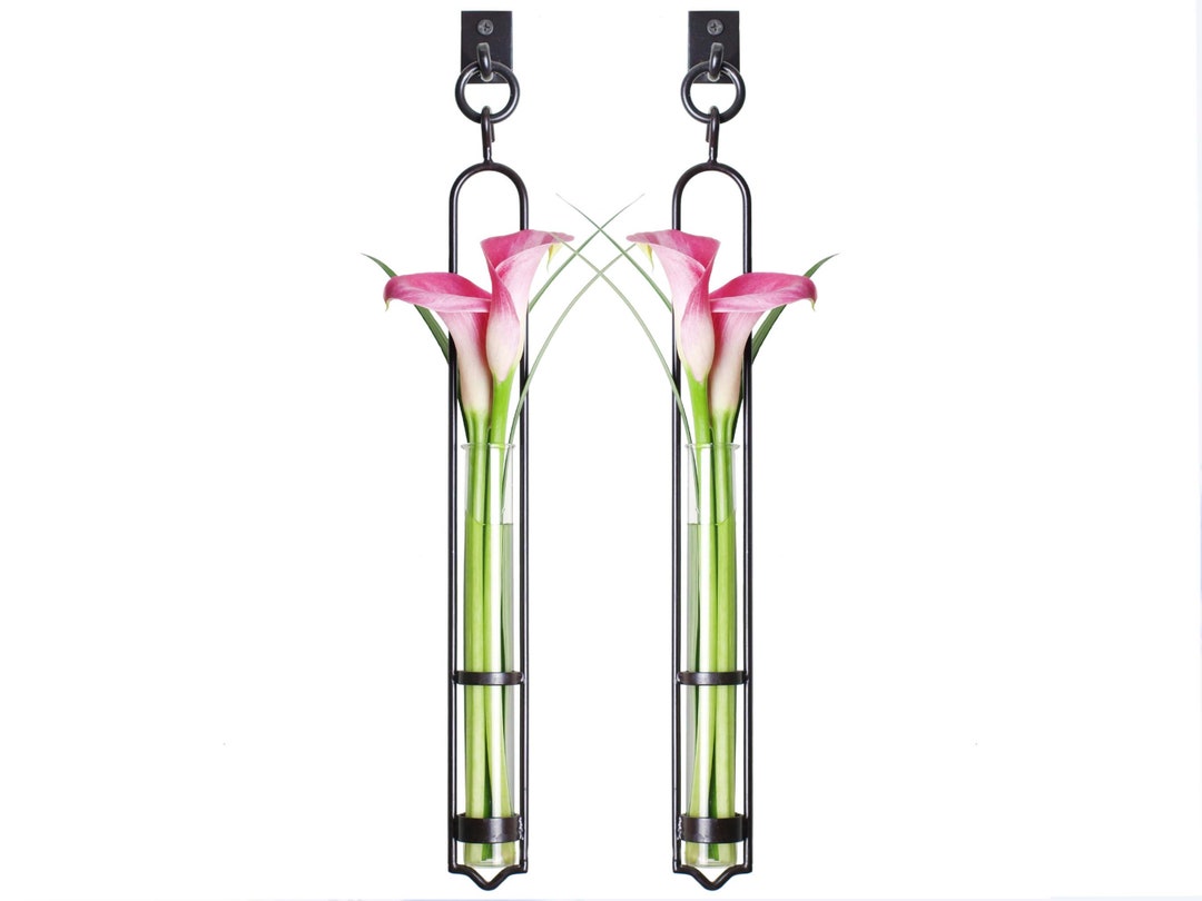 Florence Hanging Pendant Tube Vase With Wall Hook - Set of 2 | Elegant ...