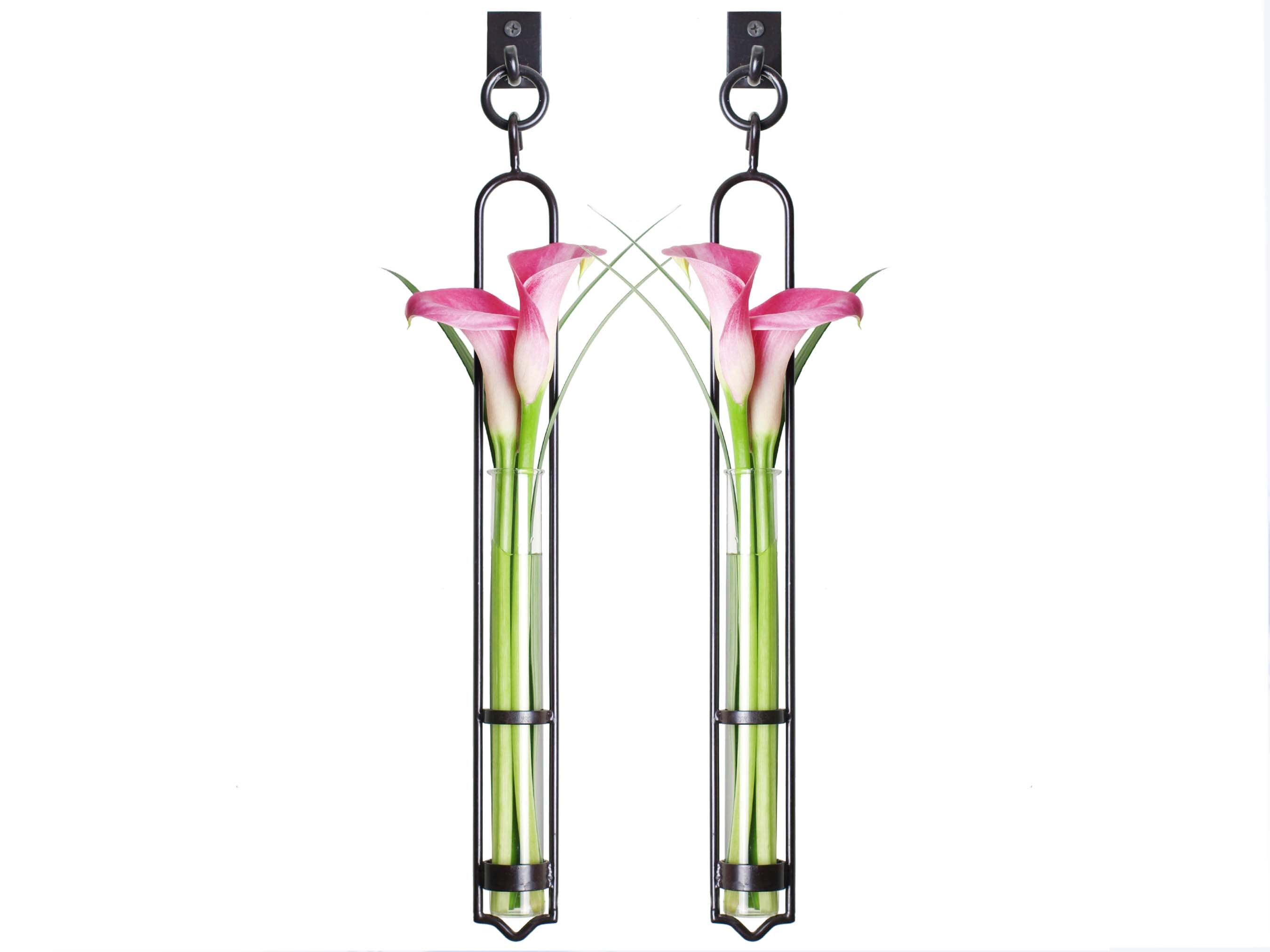 Florence Hanging Pendant Tube Vase With Wall Hook - Set of 2 | Elegant ...