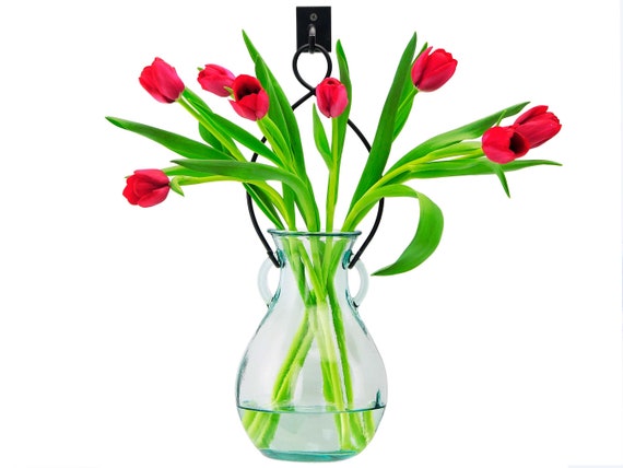 18 French Country Hanging Glass Vase & Wall Hook - Etsy