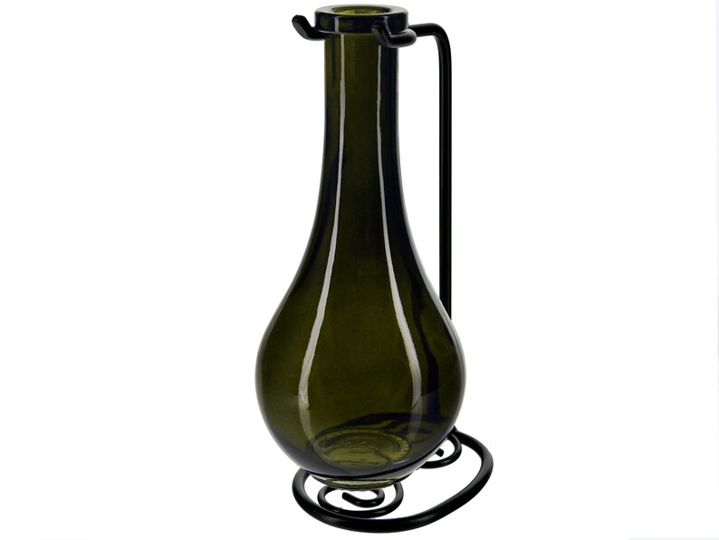 Drop Recycled Glass Vase & Metal Stand - Etsy