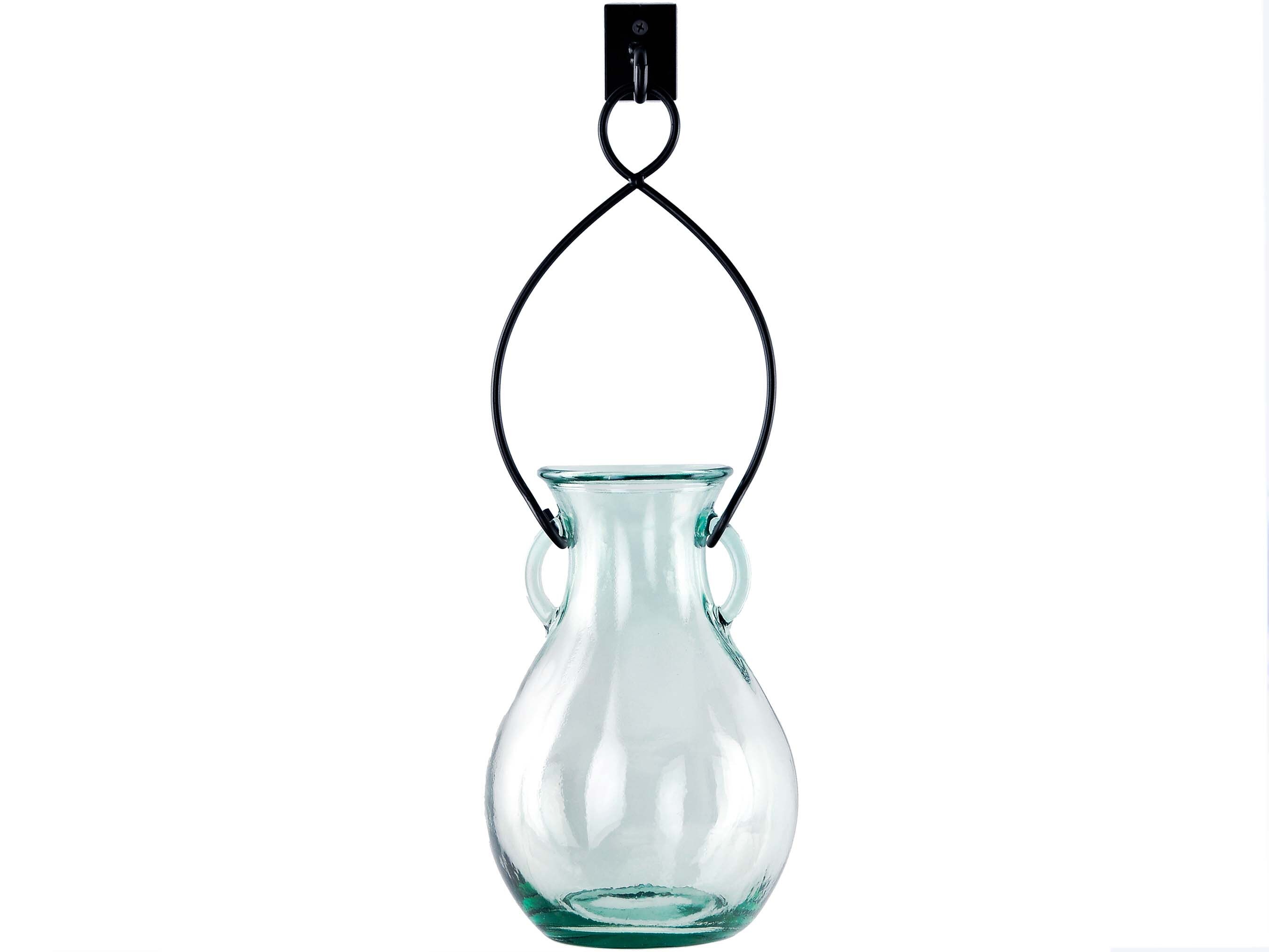 12" French Country Hanging Glass Vase & Wall Hook | Farmhouse Wall ...