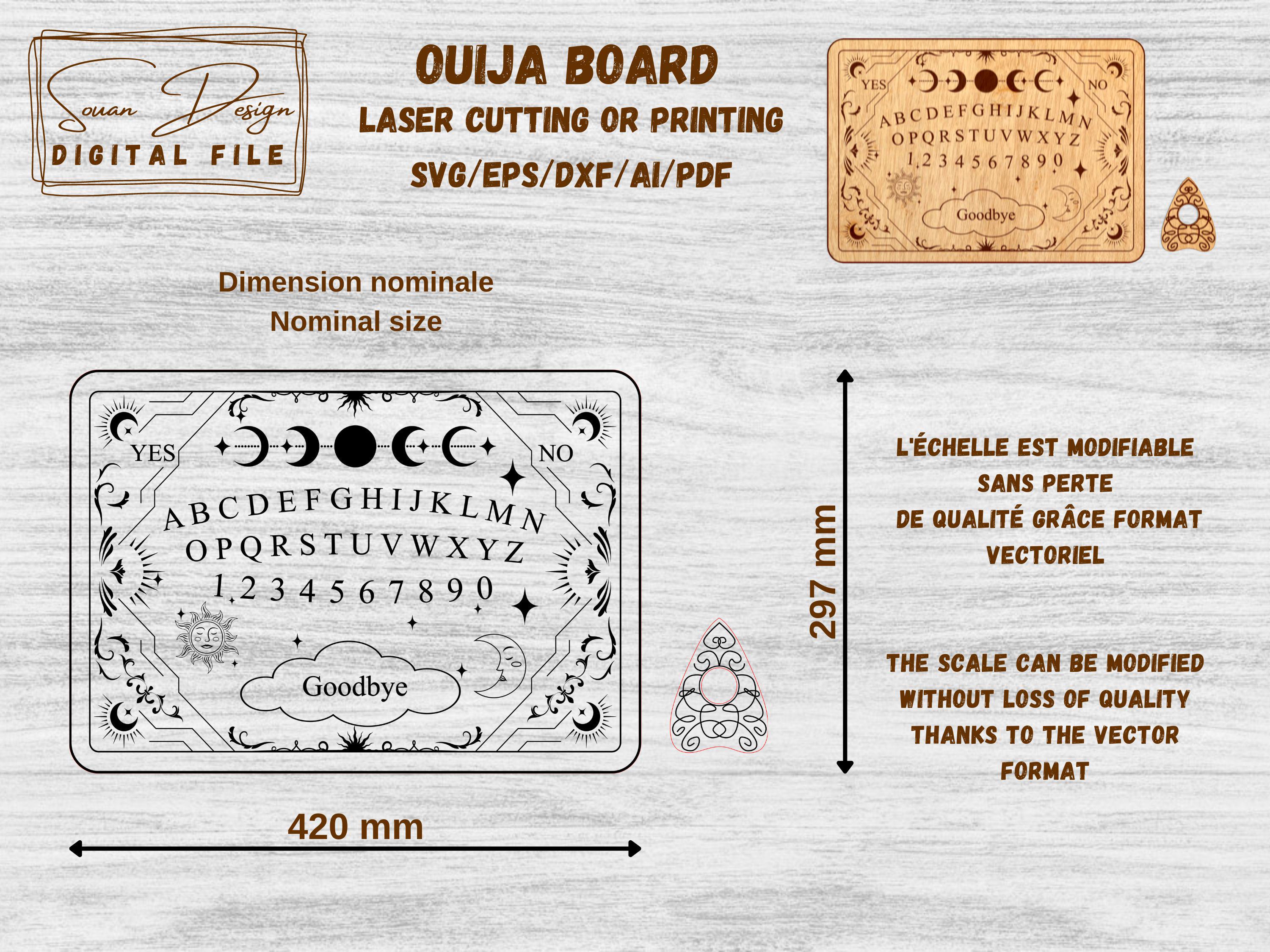 Ouija Board With Planchette SVG, File for Laser Cutting or Printing ...