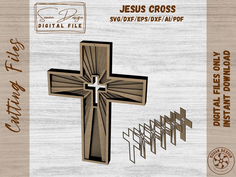 Radiant Cross - Digital File for Laser Cutting - DXF, SVG, Laser ...