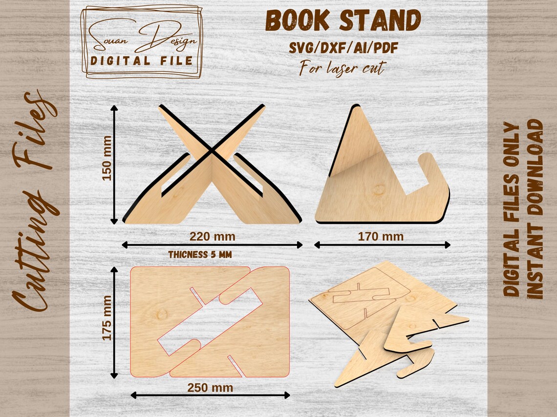 Recipe Book Holder SVG Base File for Laser Cutting, Silhouette ...