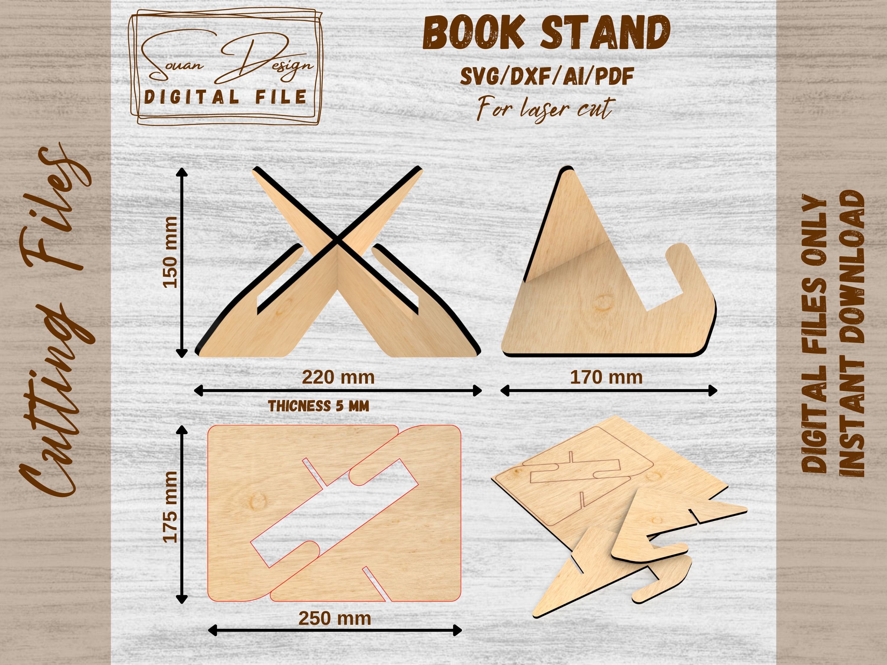 Recipe Book Holder SVG Base File for Laser Cutting, Silhouette ...