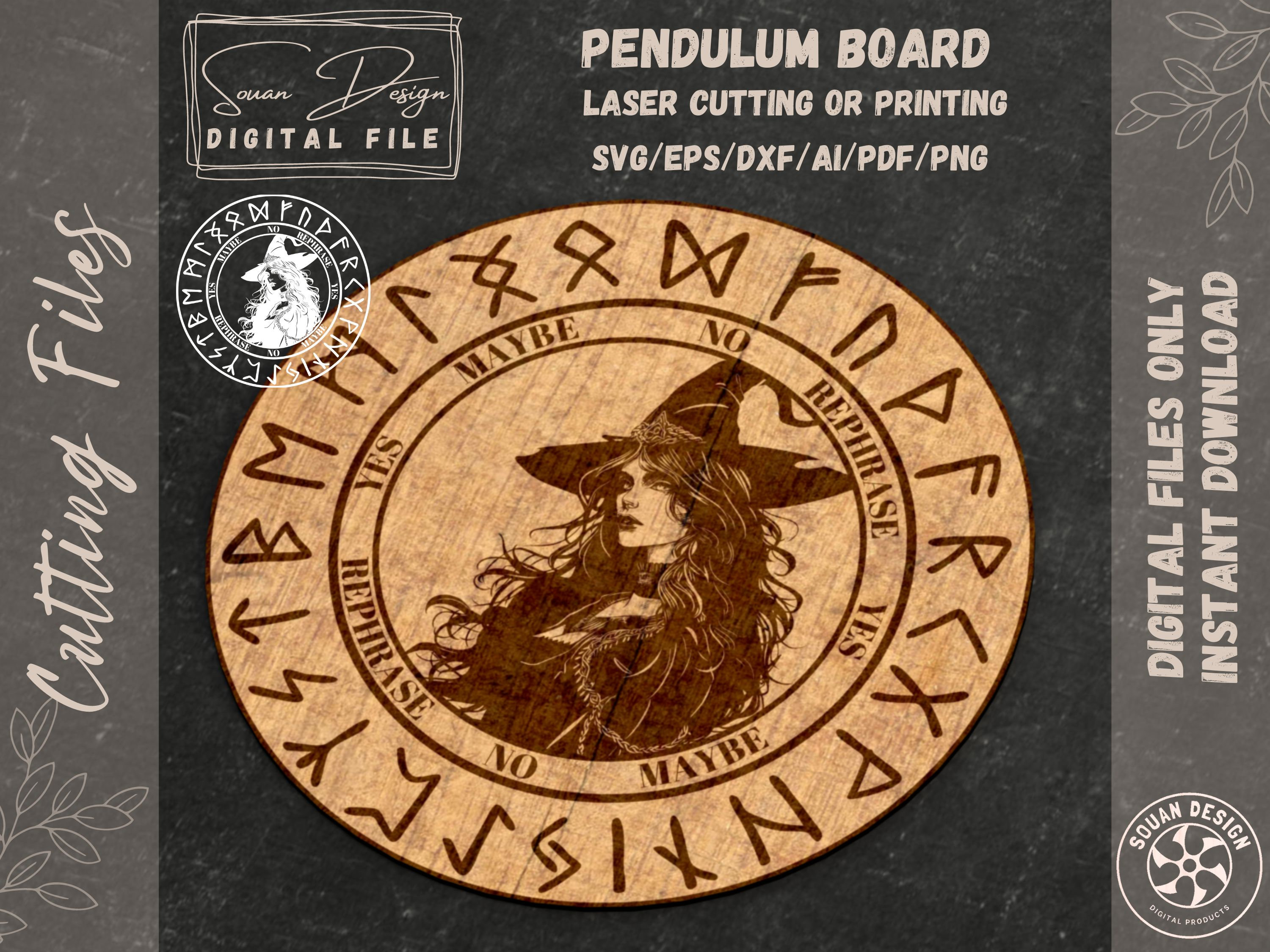 Witch Pendulum Board SVG – Dowsing Board Laser Cut File · Viking Runes ...