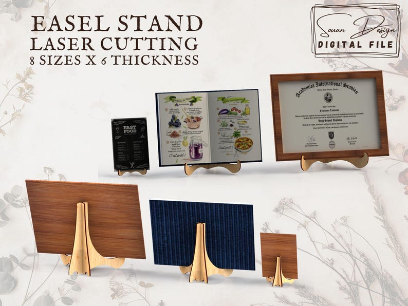 Laser Cut Easel Stand SVG : 8 Sizes 6 Thickness - Round Stand, Photo ...