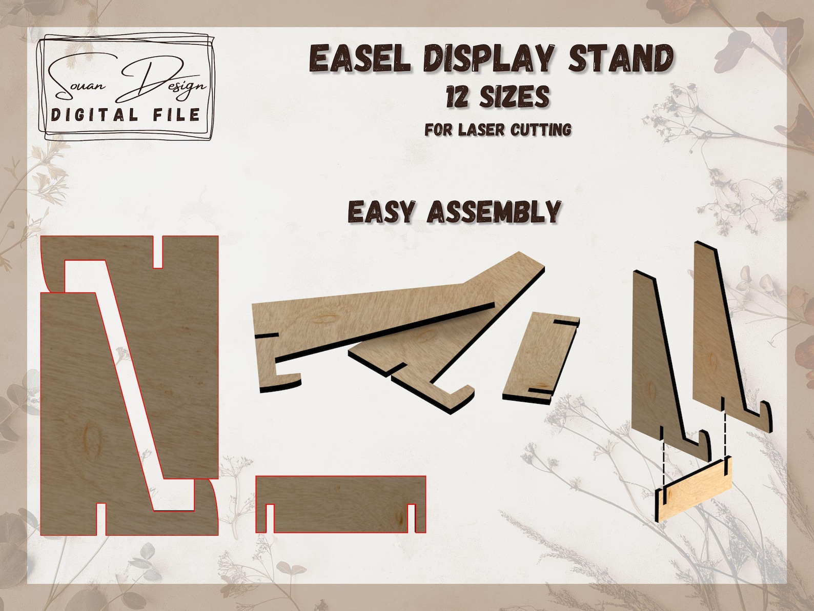 Easel Display Stand Laser Cut Files - Easel Cut File, Mini Easel SVG ...