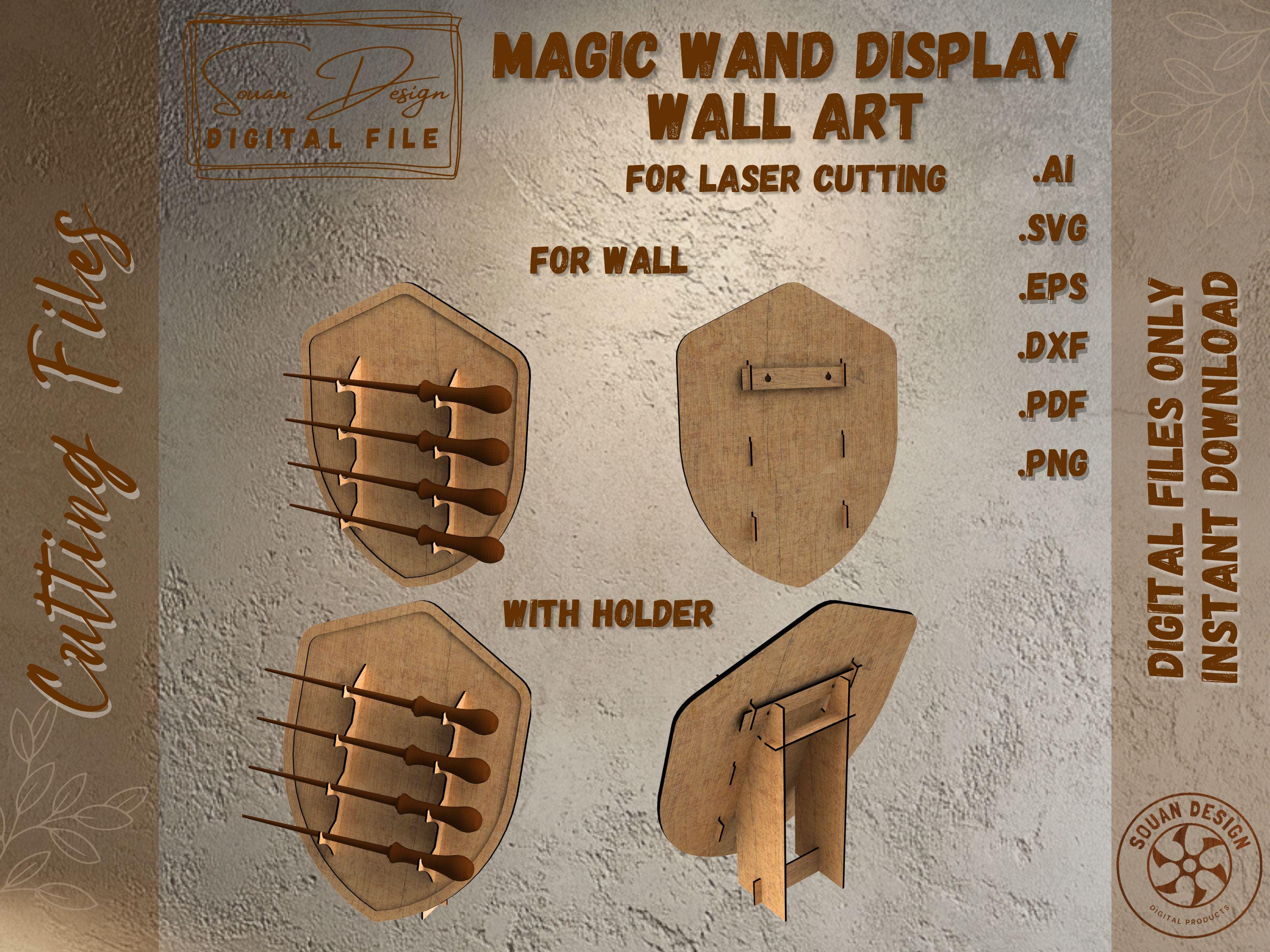 Magic Wand Display Stand - Wizard Wand Holder Wall Art - Digital Laser ...