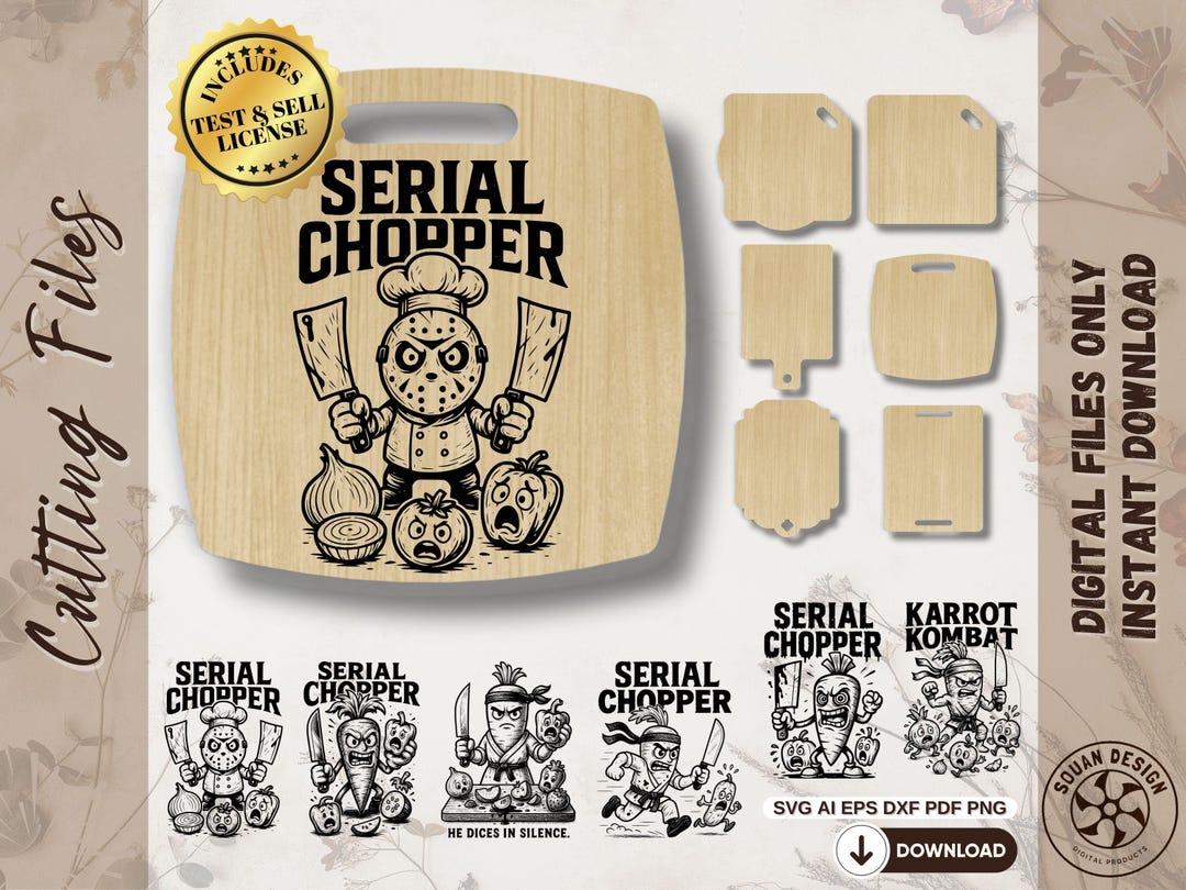 Funny Kitchen Cutting Board SVG Bundle – Laser Cut & Engrave Files for ...