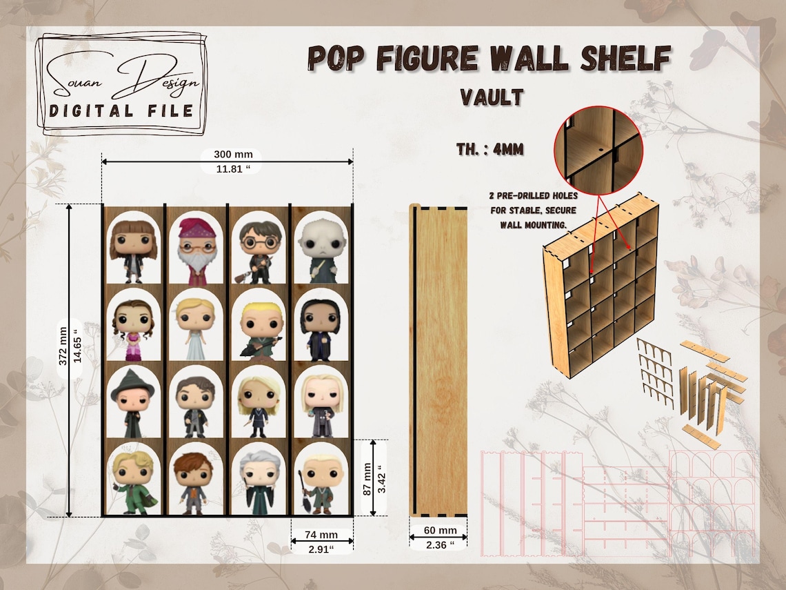Funko Pop Shelf SVG - Wall Display Stand, Mini Funko Pop Holder, Laser ...