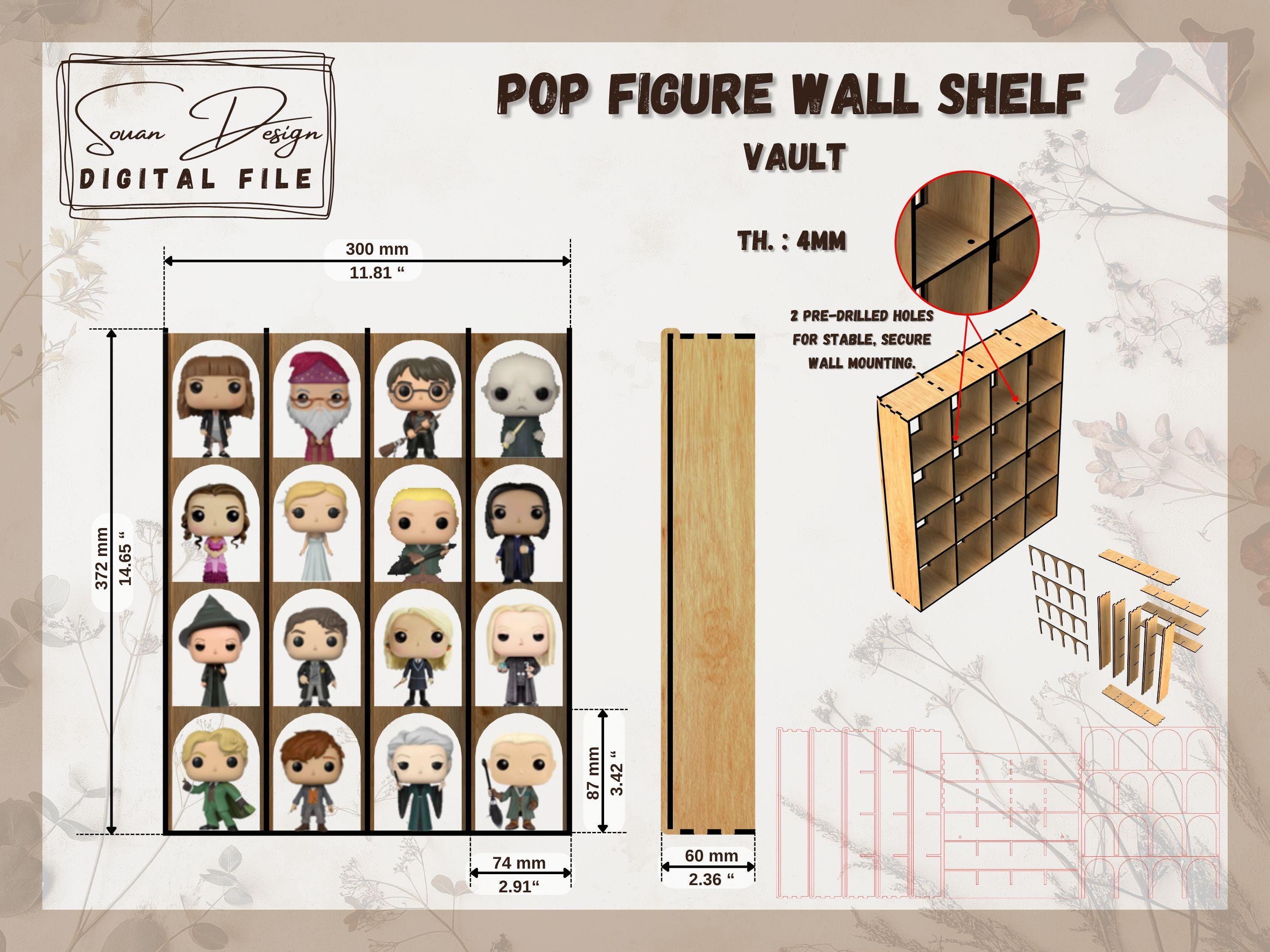 Funko Pop Shelf SVG - Wall Display Stand, Mini Funko Pop Holder, Laser ...