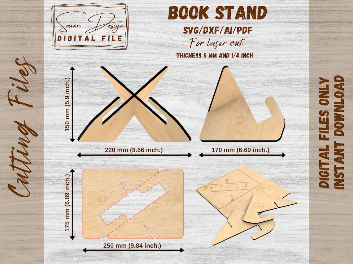 Recipe Book Holder SVG Base File for Laser Cutting, Silhouette ...