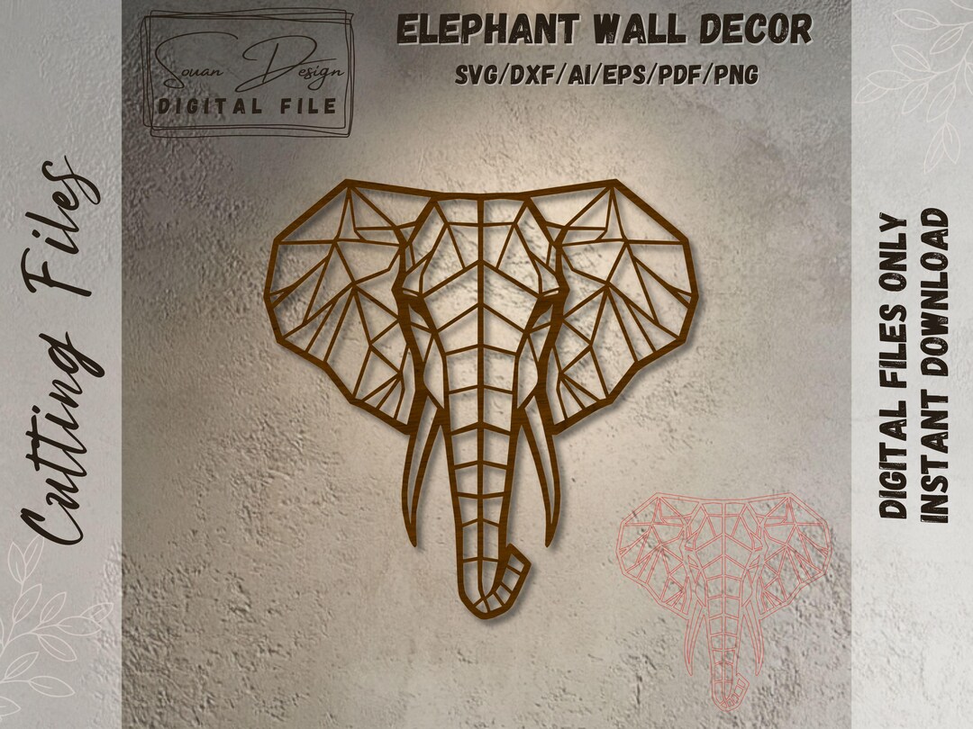Geometric Elephant Wall Art SVG - Laser Cutting File - Glowforge ...