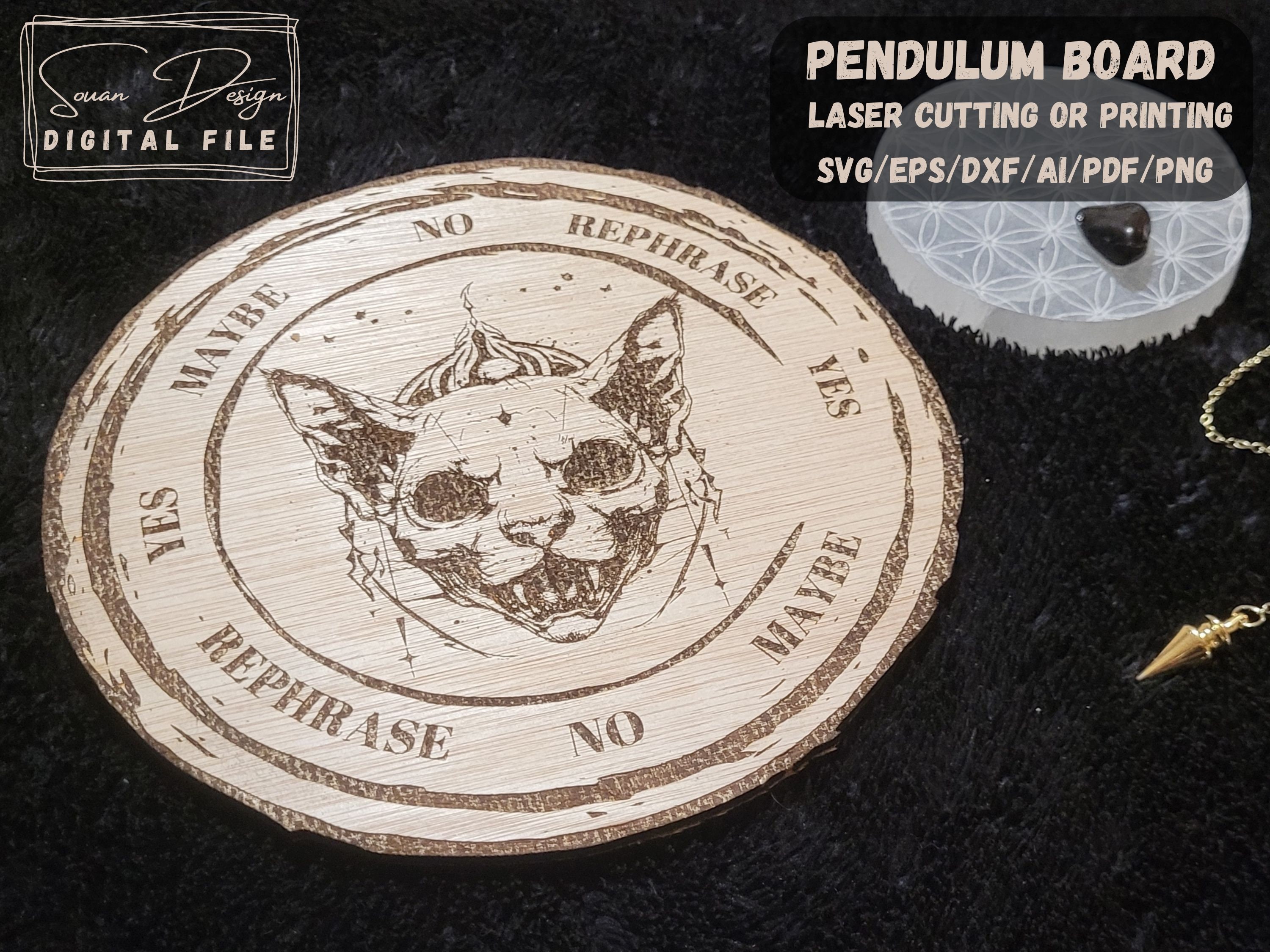 Pendulum Board Cat SVG, File for Laser Cutting or Printing, Silhouette ...