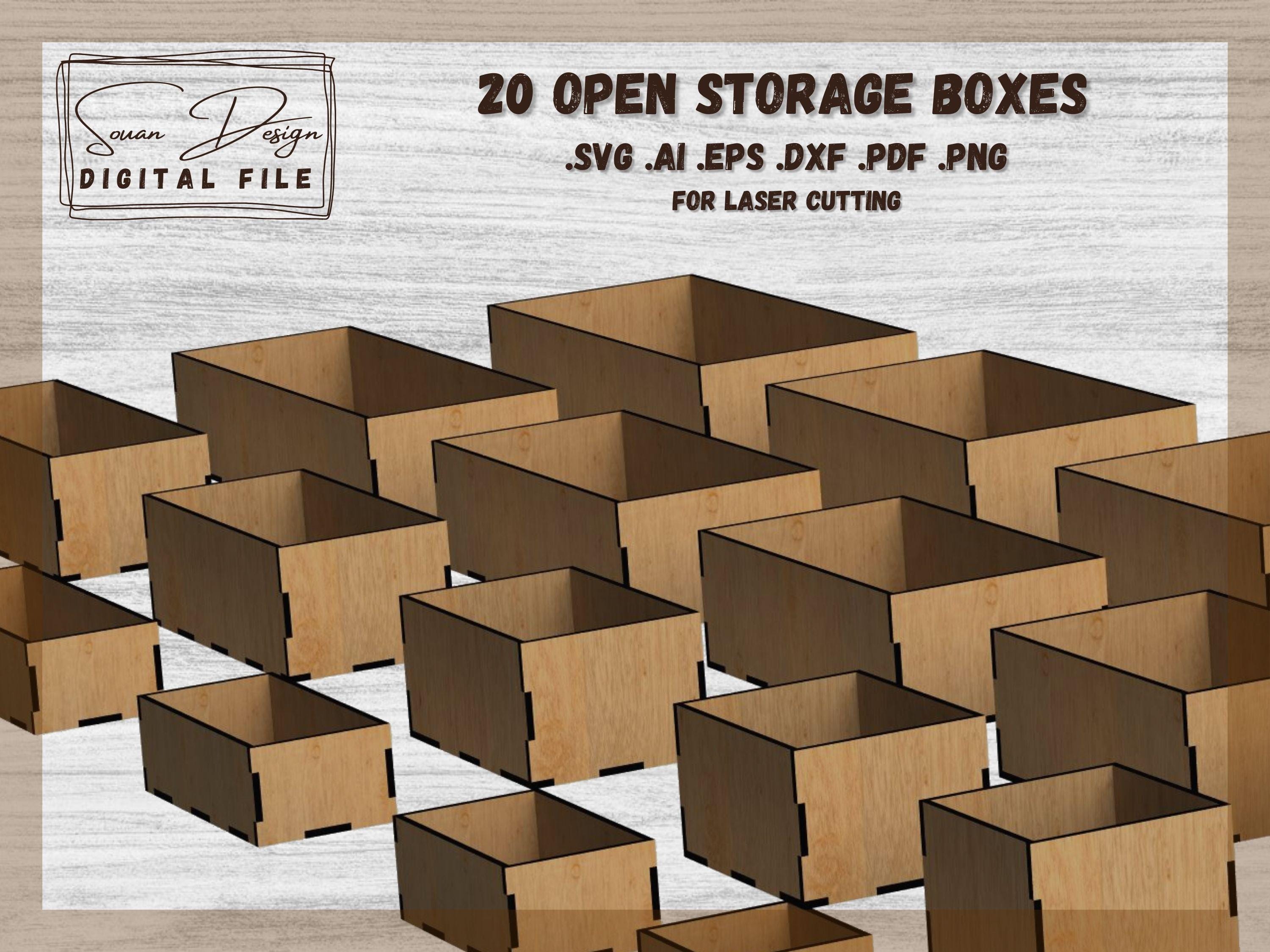 Open Storage Box Laser Cut File - Desk Organizer, Storage Box SVG ...