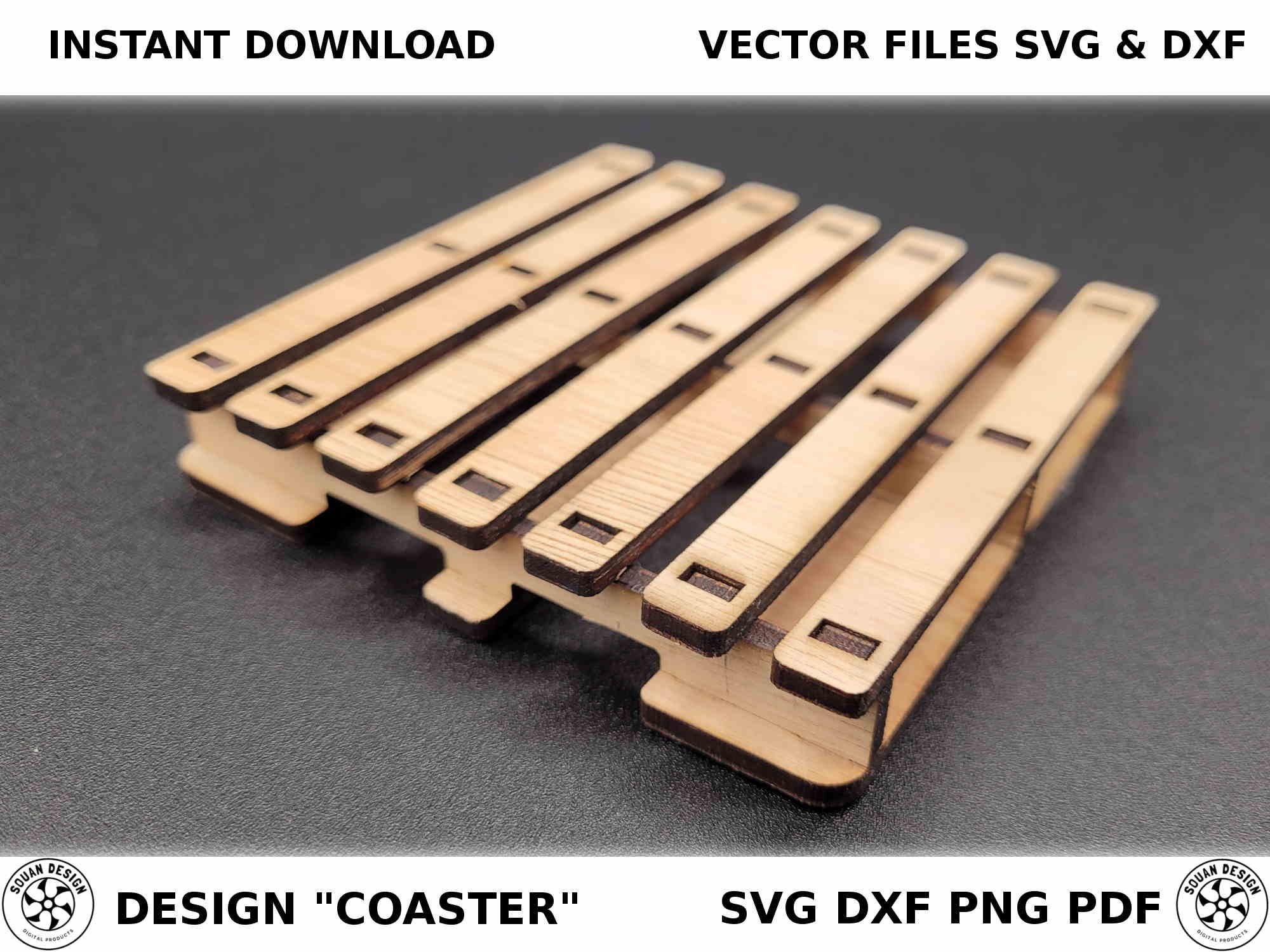 1 Pallet Shaped Coaster Design for Laser Cutting and Engraving, Glass ...